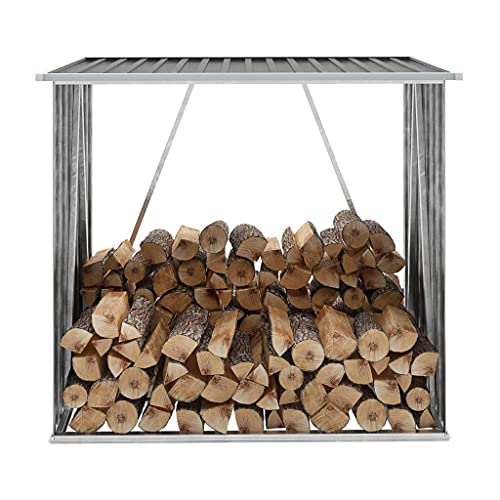 WIFESE Firewood Rack 64.2"x32.7"x60.6" Fire Wood Racks Outdoor Log Storage Shed Garden Storage Firewood Storage Racks Outside Wood Rack For Firewood Sloping Design Galvanized Steel Anthracite