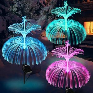 callica solar flower lights outdoor garden waterproof 3 pack solar yard lights 7 color changing solar garden lights outdoor decorative for garden yard pathway party wedding birthday holiday decor