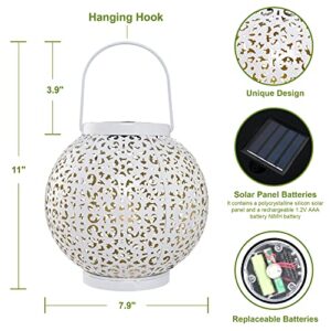 Large Solar Lanterns Outdoor Table Lights Metal 7.9" Dia Decorative Garden Lights Waterproof Hanging Solar Lanterns for Patio, Courtyard, Party, Wedding Decorations