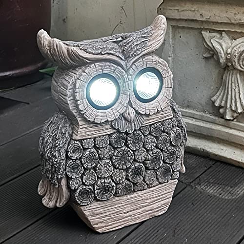 Skyant Solar Garden Statues Owl Figurine with Glowing Eyes - Outdoor Garden Statues for Yard Lawn Patio Decor