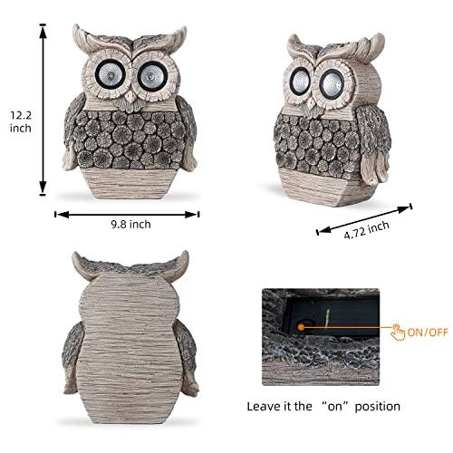 Skyant Solar Garden Statues Owl Figurine with Glowing Eyes - Outdoor Garden Statues for Yard Lawn Patio Decor