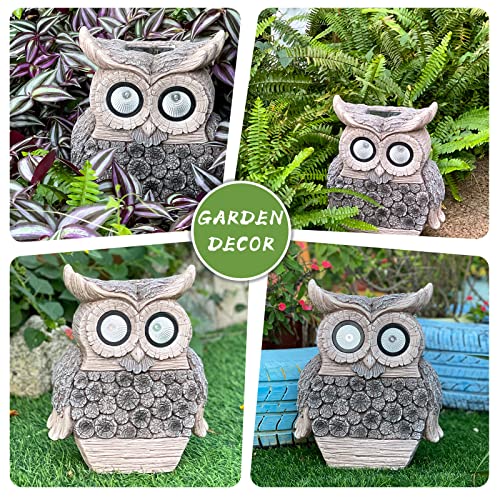 Skyant Solar Garden Statues Owl Figurine with Glowing Eyes - Outdoor Garden Statues for Yard Lawn Patio Decor