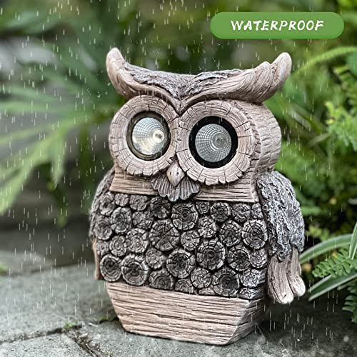 Skyant Solar Garden Statues Owl Figurine with Glowing Eyes - Outdoor Garden Statues for Yard Lawn Patio Decor