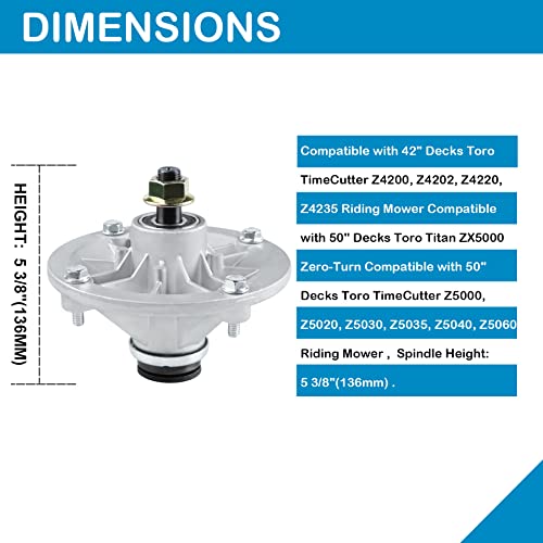 Dibanyou Lawn Mower Spindle Assembly Replaces for Toro 110-6866 117-1192 42" 50" Decks Toro TimeCutter Z4200 Z4202 Z4235 Z5020 Riding Mower Z5060 ZX5000 Garden Tractor,3 Pack