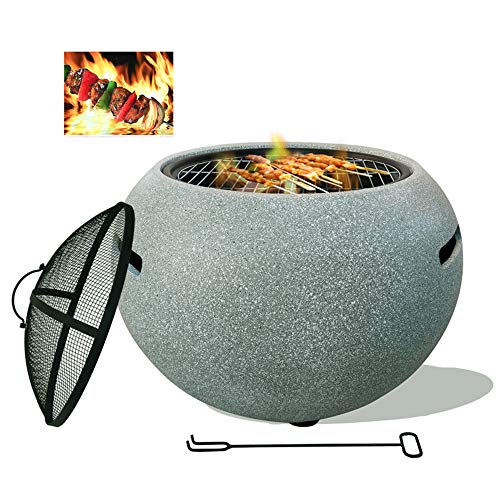 NEWCES Safety Certification Wood Burning Barbecues Grills Garden Fire Pit BBQ Grill Big Fire Bowl Barbeque Grill Charcoal Barbecues Grills for Grilling & Campfire & Cooking