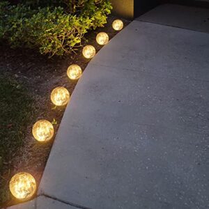 YOJACIKI Globe Solar Lights Outdoor Decorative, Cracked Glass Solar Ball Lights, Waterproof Ground Lights, Long Lasting Disk Lights for Lawn, Patio, Yard, Pathway, Christmas Garden Decor-1 Pack 4.7"