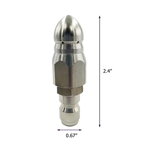 CREEXEON 2Pack Sewer Jetter Nozzle, Pressure Drain Jetter Hose Nozzle, 1/4" Quick Connector, Stainless, 5000 Psi