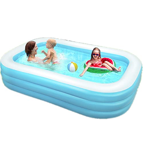 TLSUNNY 8FT/10FT Inflatable Pool, Large Full-Sized Family Pools for Teens and Adults, Thickened Rectangular Swimming Lounge Pool, Blow-up Wear-Resistant Pool, for Garden, Backyard Water Party