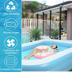 TLSUNNY 8FT/10FT Inflatable Pool, Large Full-Sized Family Pools for Teens and Adults, Thickened Rectangular Swimming Lounge Pool, Blow-up Wear-Resistant Pool, for Garden, Backyard Water Party