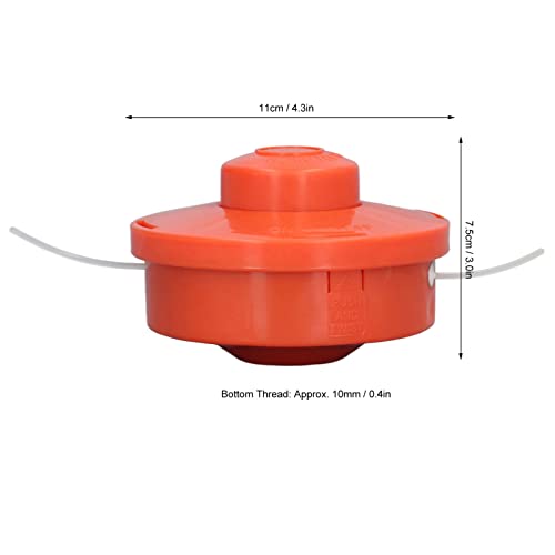 Raguso Trimmer Head Replacement, Plastic Universal String Trimmer Head Replacement M10 Bottom Thread Closely Fitting Orange for Garden Tool