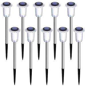 DenicMic Solar Pathway Lights Outdoor 10 Pack LED Waterproof Stainless Steel Solar Garden Lights for Pathway, Walkway, Driveway, Yard, Patio, Garden Decor