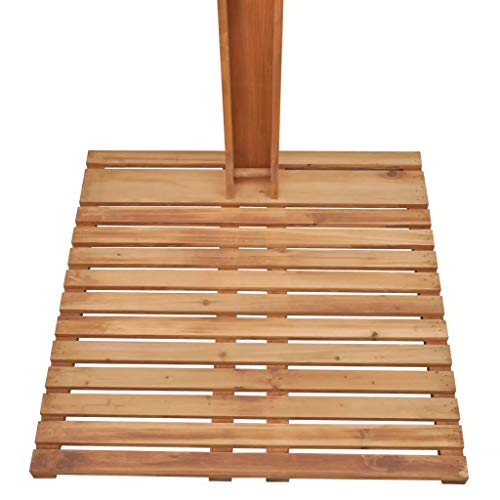 Festnight Wooden Outdoor Shower Stand Portable Mobile Garden Camping Water Pressure Adjustable Shower for Backyard Pool Outdoor Swimming