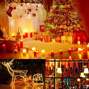 [IP65 Waterproof] Outdoor String Lights Battery Operated, 33FT 100 LED Christmas Fairy Lights with Remote Control, Timer Program, 8 Lighting Modes for Xmas Halloween Wedding Garden Patio - Warm White