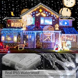 [IP65 Waterproof] Outdoor String Lights Battery Operated, 33FT 100 LED Christmas Fairy Lights with Remote Control, Timer Program, 8 Lighting Modes for Xmas Halloween Wedding Garden Patio - Warm White