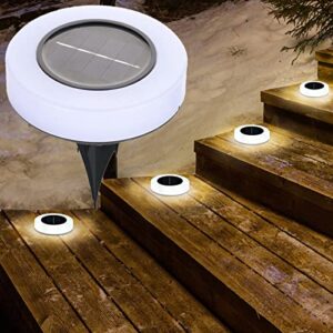 upwatt solar step lights, 4 pack outdoor solar deck lights, led stair lights white light waterproof for fence, yard, garden,deck, stairs, pathway lighting