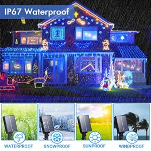 ICRGB Solar Rope Lights, 66FT 200 LED Outdoor String Lights, Blue Fairy Lights with Remote, 8 Modes, Timing Function, IP67 Waterproof, Outdoor Garden Patio Decorative,for Christmas Wedding Party