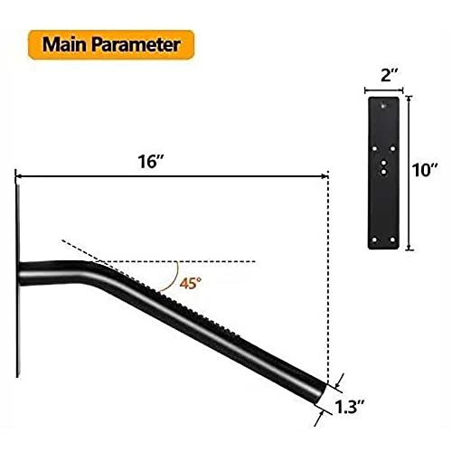 JZWLW Wall Mount handrails for Outdoor Steps, Handrail for 1-3 Step Stairs, Iron Outdoor Grab Bar with Powder Coat Finished for Garage Yard Porch Garden Indoor Outdoor Steps