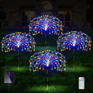 outdoor solar garden lights, 4pack fireworks solar garden lights decorative, 120led waterproof firefly lights solar outdoor pathway lights decor for backyard garden yard decorations outdoor (colorful)