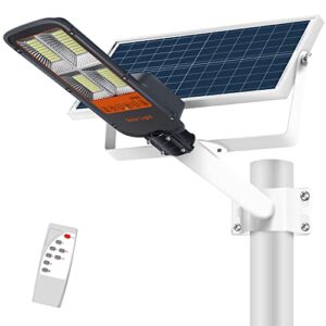 gebosun 300w led solar street light outdoor solar flood lamp 6000k dusk to dawn with remote control security waterproof motion sensor for parking lot, garden, warehouse,pathway, yard