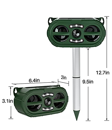 Jahy2Tech 2021 Solar Ultrasonic in Repellent Defender Rat, Squirrel, Deer, Raccoon, Skunk, Rabbit, Mole, Dog, Cat, Waterproof with Motion Detector (1)