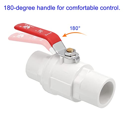 M METERXITY 2 Pack Ball Valve - Irrigation Water Flow Control, Slip Plastic Shut-Off Valve, Apply to Outdoor/Garden/Swimming Pools(25mm ID, White Red)