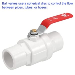 M METERXITY 2 Pack Ball Valve - Irrigation Water Flow Control, Slip Plastic Shut-Off Valve, Apply to Outdoor/Garden/Swimming Pools(25mm ID, White Red)