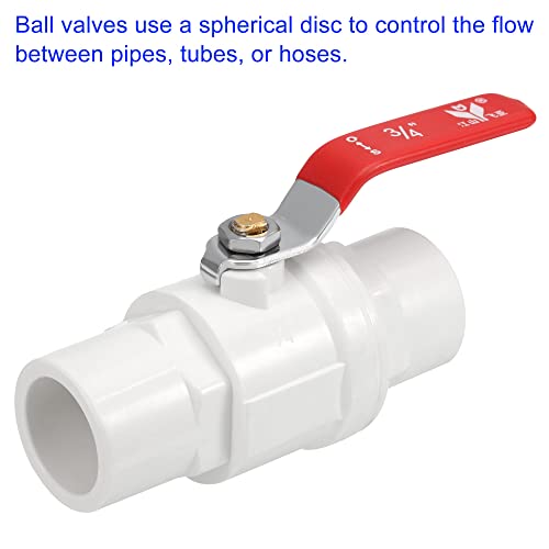 M METERXITY 2 Pack Ball Valve - Irrigation Water Flow Control, Slip Plastic Shut-Off Valve, Apply to Outdoor/Garden/Swimming Pools(25mm ID, White Red)