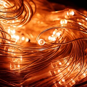 Vicila LED Net Light Halloween Decor Mesh Lights, Tree Warp Fairy Lights Outdoor Hanging String Light for Home, Bedroom, Christmas, Garden, Walkway, Bushes Decor-9.8ft x 6.6ft(Orange)