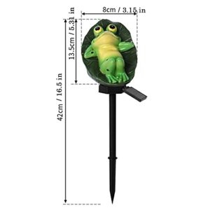 EZUME 2 Pack Frog Garden Solar Light Outdoor Decor, Cute Resin Animal Solar LED Light Waterproof with Stake, Ground Plug Solar Light for Garden, Lawn, Walkway, Patio, Yard Art Decoration