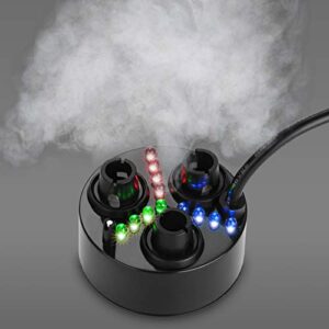 fitnate three-head mist maker, larger fogger with 12 led light fog machine 1500ml/h atomizer for halloween, pond, garden, rockery,yard