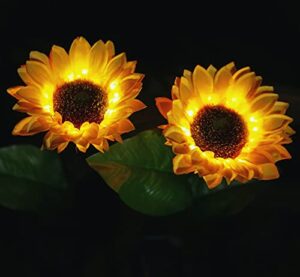 solar garden lights, 2 pack 20led outdoor sunflower lights decorative stake light, 26” waterproof flower yard lighting lamp for patio, lawn, porch, backyard, courtyard, landscape, terrace decor