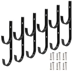 flantor pool pole hanger metal pool holder set, 6pcs swimming pool holder with screws, pool hooks for garden tools,telescoping poles, leaf rakes, pool nets, vacuum hoses & pool accessories (black)