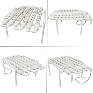 INTBUYING PVC Hydroponics Growing System, 54 Sites 6 Pipes Grow Kit for Leafy Vegetables, 1 Layers Hydroponic Kit with 110V Pump, Hose, Basket, Planting Sponges