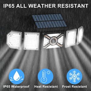 Solar Outdoor Lights Motion Sensor with Remote Control, 244 LED 3 Lighting Modes, 5 Adjustable Heads Security Flood Wall Light IP65 Waterproof, 2400mAh 360° Wide Angle Spotlight for Garage Yard Garden