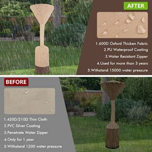 DiscoverPatios Patio Heater Covers Waterproof,600D Oxford Fabric Outdoor Heater Cover with Zipper and Storage Bag,PU Coating,Sunlight-Resistant,Snow-Resistant,Dust-proof Garden Cover(Beige 34*19*95)