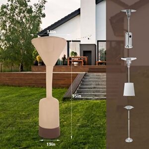 DiscoverPatios Patio Heater Covers Waterproof,600D Oxford Fabric Outdoor Heater Cover with Zipper and Storage Bag,PU Coating,Sunlight-Resistant,Snow-Resistant,Dust-proof Garden Cover(Beige 34*19*95)