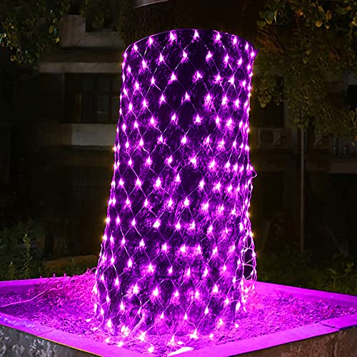 TW SHINE Halloween Christmas 200 LED Net Lights, 9.8 FT x 6.6 FT Connectable Waterproof Decorations with 8 Modes for Outdoor Garden Holiday Party (Purple)