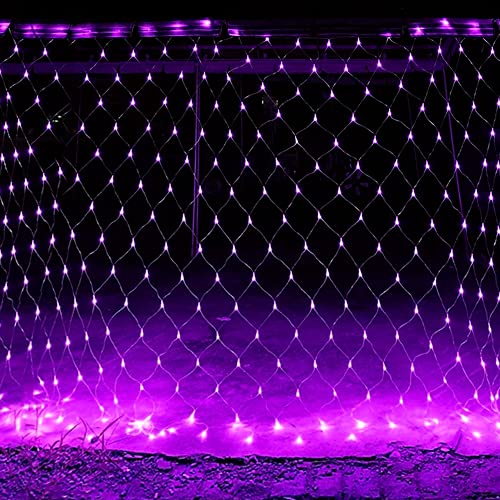 TW SHINE Halloween Christmas 200 LED Net Lights, 9.8 FT x 6.6 FT Connectable Waterproof Decorations with 8 Modes for Outdoor Garden Holiday Party (Purple)