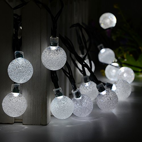 BAOANT Solar String Lights 36Ft 60 LED Crystal Ball Waterproof String Lights Solar Powered Fairy Lighting for Garden Home Patio Landscape Holiday Decorations(White)