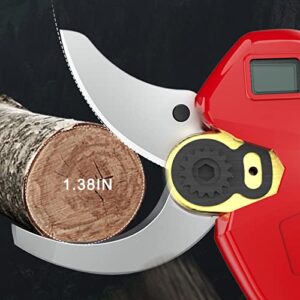 DTJYRT Electric Pruning Shears Cordless Professional Portable Branch Cutter Electric Pruner with 2 PSC Rechargeable 3Ah Lithium Battery 1.38Inch(35MM) Cutting Diameter, 4-6 Working Hours