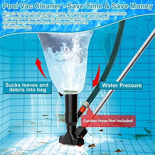 CKE 2022 Upgraded Portable Pool Vacuum Jet Underwater Cleaner W/Brush Bag, 5 Section 48" Pole Handheld Portable Pool Vacuum Swimming Pool Mini Jet Vacuum Pool Cleaner Spa Jet Vac for Above Ground Pool