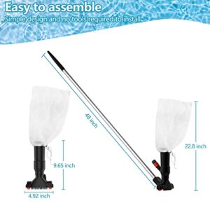 CKE 2022 Upgraded Portable Pool Vacuum Jet Underwater Cleaner W/Brush Bag, 5 Section 48" Pole Handheld Portable Pool Vacuum Swimming Pool Mini Jet Vacuum Pool Cleaner Spa Jet Vac for Above Ground Pool