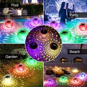 Floating Pool Lights, Solar Pool Lights with RGB Color Changing Waterproof Pool Lights that Float for Swimming Pool at Night Hangable LED Disco Glow Ball Lights for Pond, Garden, Backyard (2 Pack)