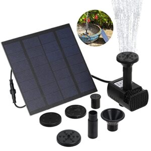 bshapplus solar bird bath fountain pump – 1.8w, new upgrade water fountain with solar panel & 4 nozzles, water feature fountain for bird bath, garden, fish tank, small pond, lawn, aquarium