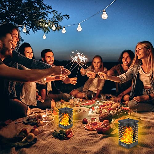 EOYIZW Solar Outdoor Lights 2 Pack- 99 LEDs Solar Lantern Flickering Flame Lights for Garden Decor- IP65 Waterproof Solar Garden Lights Decor for Halloween Patio Garden Yard Porch