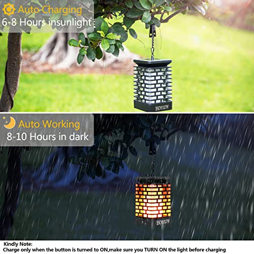 EOYIZW Solar Outdoor Lights 2 Pack- 99 LEDs Solar Lantern Flickering Flame Lights for Garden Decor- IP65 Waterproof Solar Garden Lights Decor for Halloween Patio Garden Yard Porch