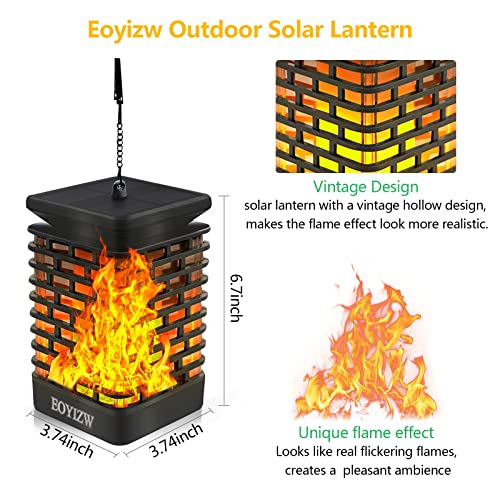 EOYIZW Solar Outdoor Lights 2 Pack- 99 LEDs Solar Lantern Flickering Flame Lights for Garden Decor- IP65 Waterproof Solar Garden Lights Decor for Halloween Patio Garden Yard Porch