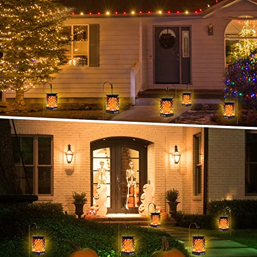 EOYIZW Solar Outdoor Lights 2 Pack- 99 LEDs Solar Lantern Flickering Flame Lights for Garden Decor- IP65 Waterproof Solar Garden Lights Decor for Halloween Patio Garden Yard Porch