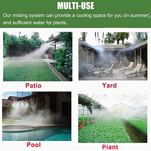 AZHLUF 20 Pack Brass Misting Nozzles for Outdoor Cooling System High Pressure Mister Nozzle with 3/8'' Slip-Lock Tees Atomizing Misting Sprayer Fog Nozzles for Garden, Humidification, Dust Control