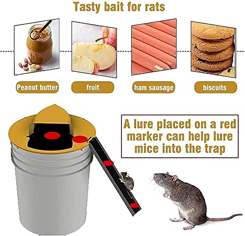 Hackerdom Mouse Trap - Bucket Mouse Traps,Automatic Reset Flip and Slide Bucket Lid Mouse Trap |Humane or Lethal|Reusable|Auto Reset | Indoor Outdoor|5 Gallon Bucket Compatible|